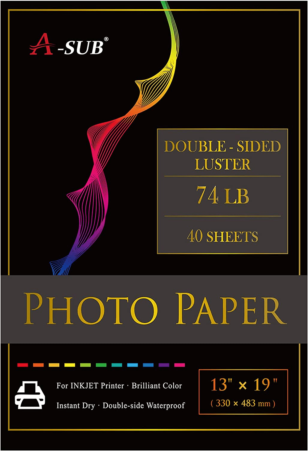 A-SUB Premium Photo Paper 13 x 19 Double Sided Luster 74lb Heavyweight ...