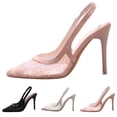 2026 Women's Fashion Lace Splicing High Heels Women's Summer Elegant ...