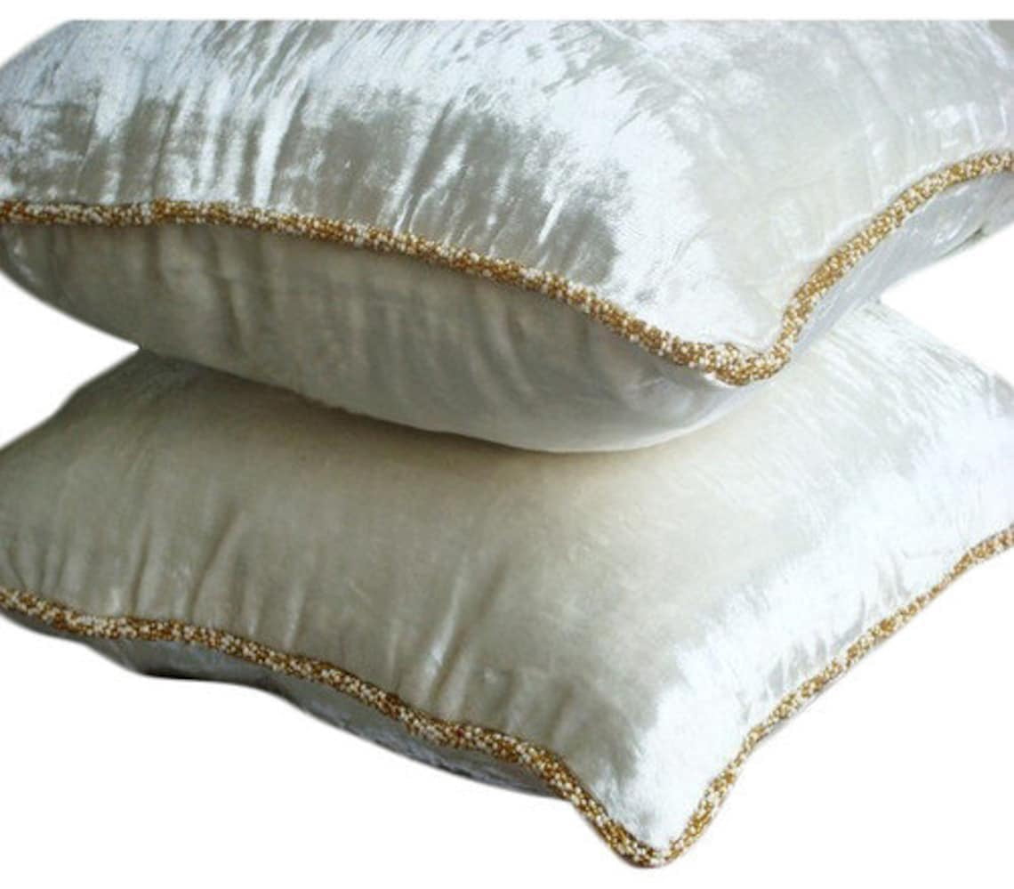 Pillow Case Covers, White Pillow Shams, Solid Color Beaded Cord Pillow ...