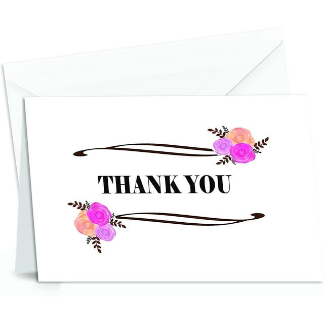 Thank You Cards - 4x7 Inches of 50 Amazing White Note Cards with Blank ...