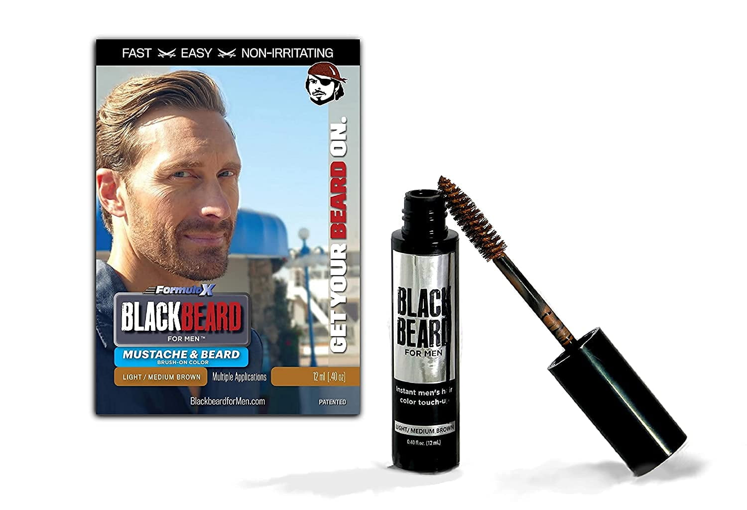 Blackbeard for Men Formula X Instant Mustache, Beard, Eyebrow and ...