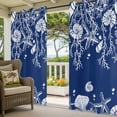 Starfish Coral Shell Outdoor Curtains for Patio, Navy Blue Waterproof ...
