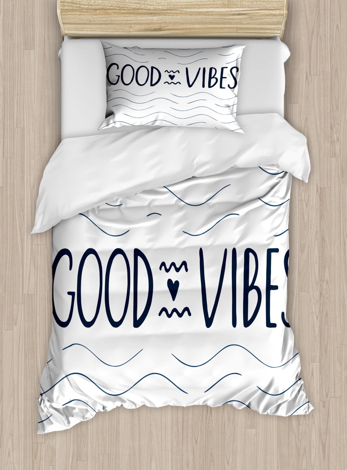 Good Vibes Duvet Cover Set Twin Size, Abstract Sea Inspired Background ...