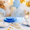 125PCS Clear Blue Disposable Plates with Gold Rim - Includes 25 Dinner ...