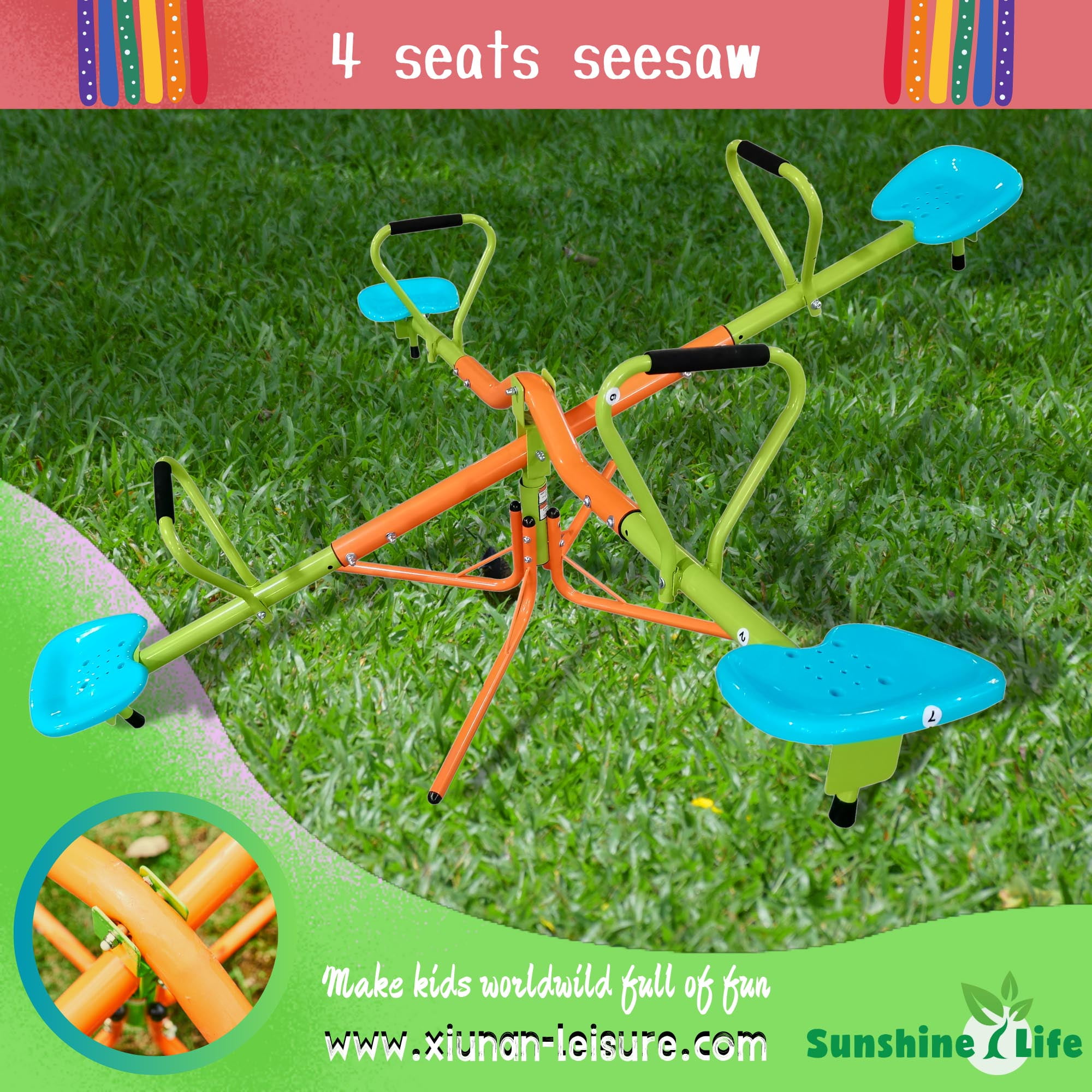 CQSXDA outdoor playground four seats seesaw for kids 360 degree ...