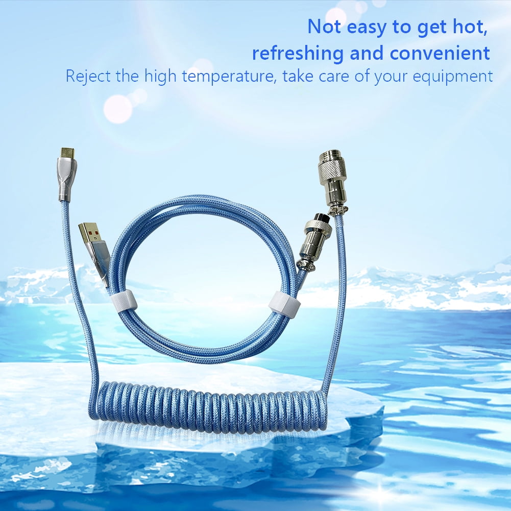 Coiled Type-C USB Wire for Mechanical Keyboard Aviator Connector Spiral ...