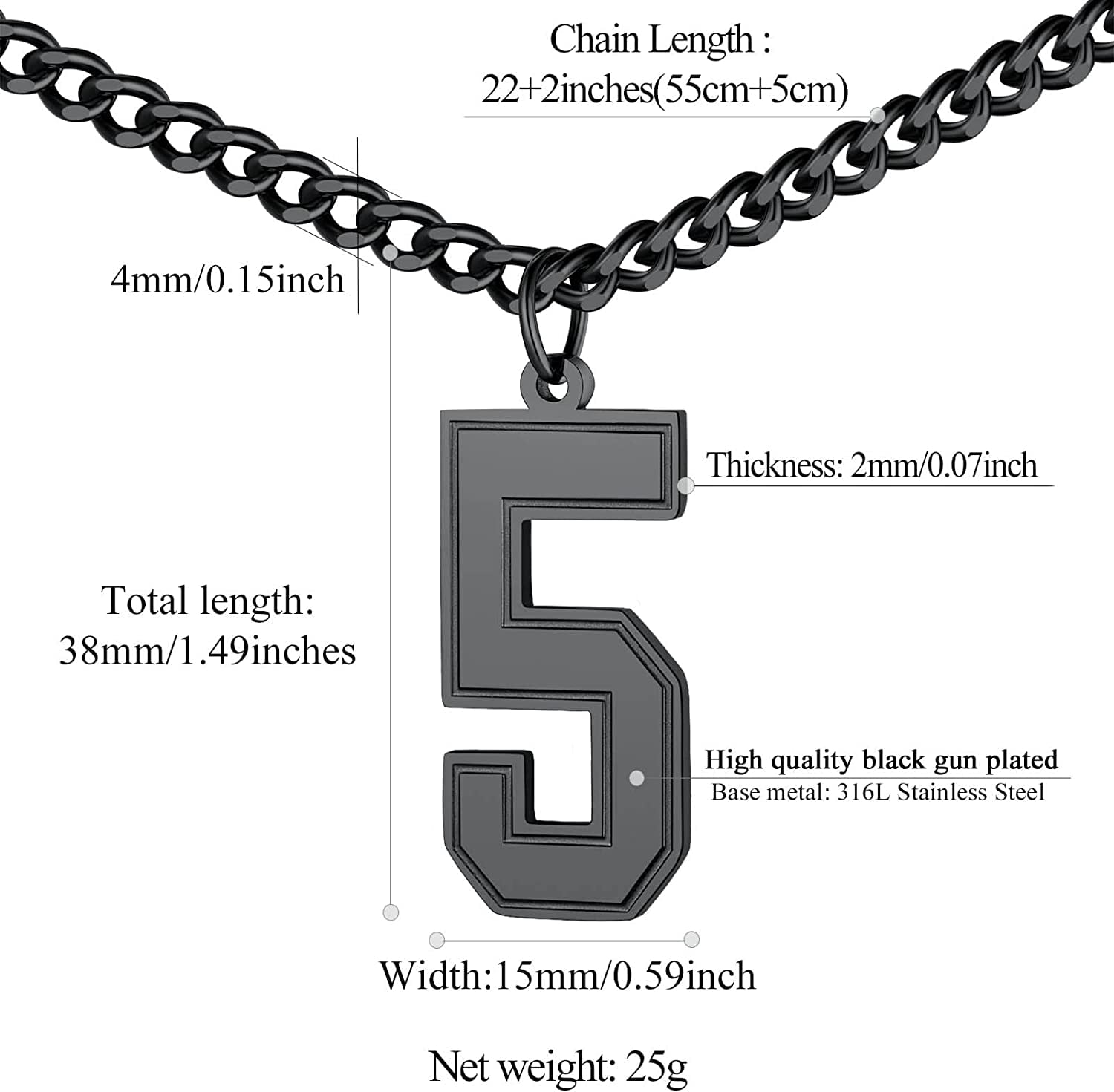 FindChic Men Sports Jersey Number 0 to 9 Necklaces,18K Gold Plated ...