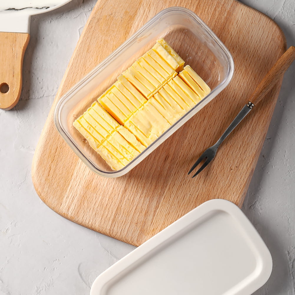 Rectangular Butter Dish with Cutter Butter Keeper Storage Box Container ...