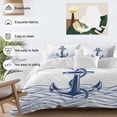 Blue White Anchor Queen Duvet Cover Set, Nautical Navy Blue Ocean Waves ...