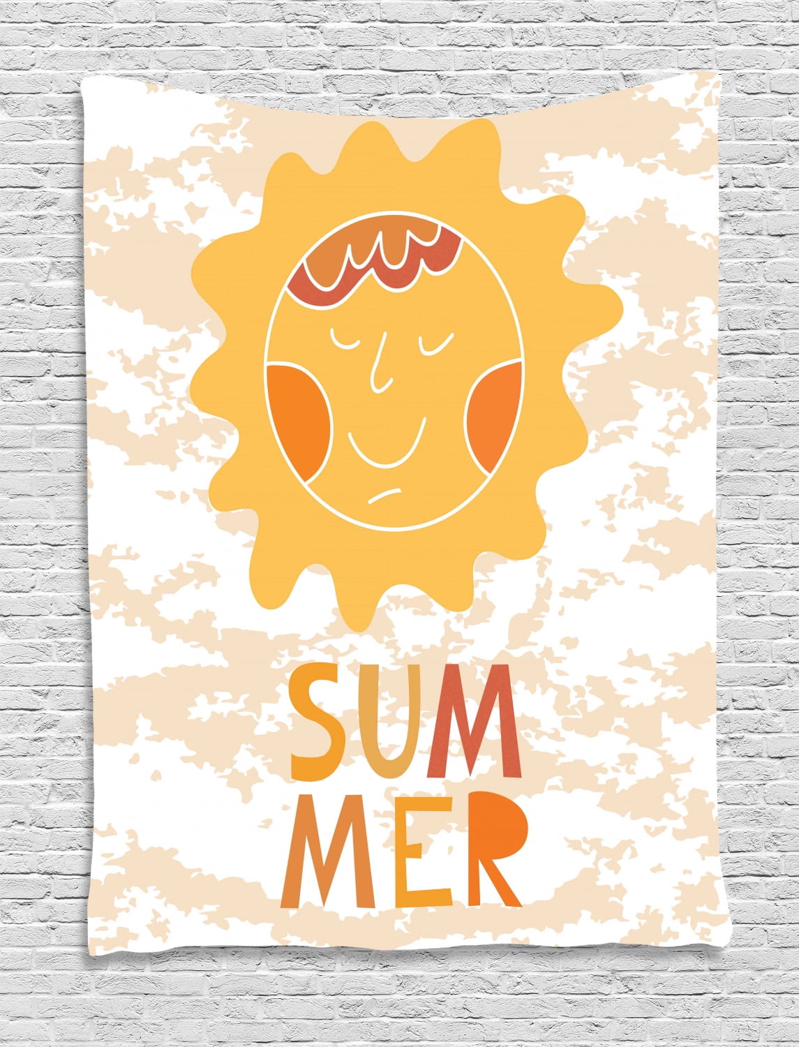 Summer Tapestry, Sun Motif on a Grunge Background Cartoon Style ...