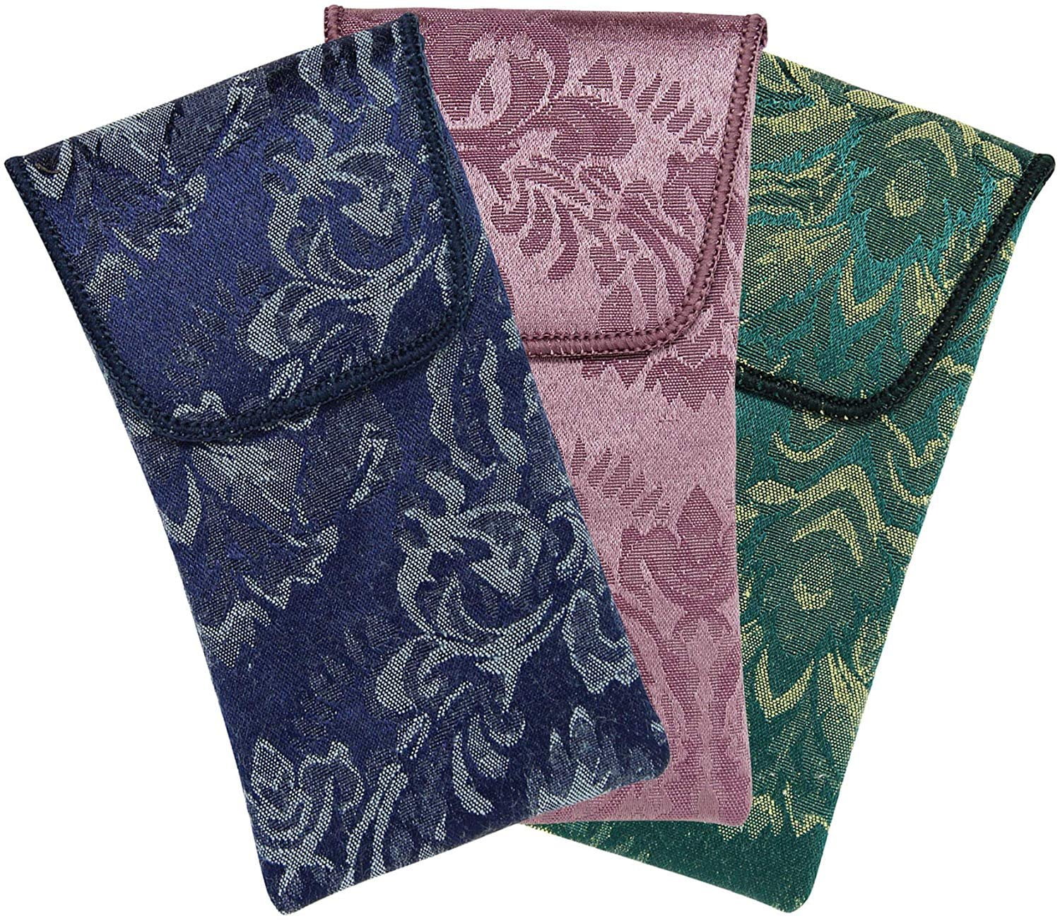 3 Pack Fabric Eyeglass Case Top Closure Slip In Eyeglass Case Soft For