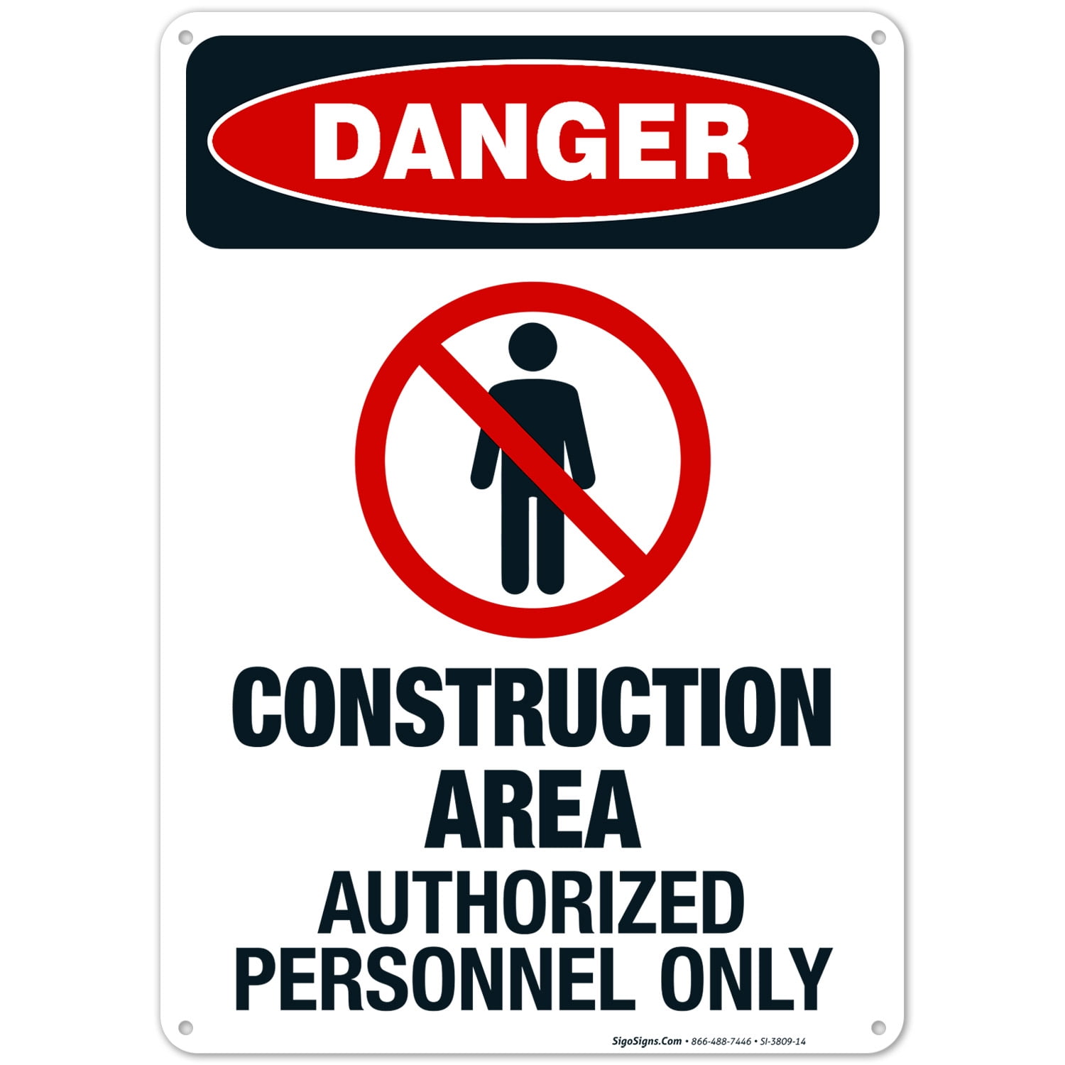 Construction Area Authorized Personnel Only Sign, OSHA Danger Sign, (SI ...