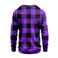 Men's Casual Long Sleeve Plaid Print Round Neck Top, Waffle Texture ...