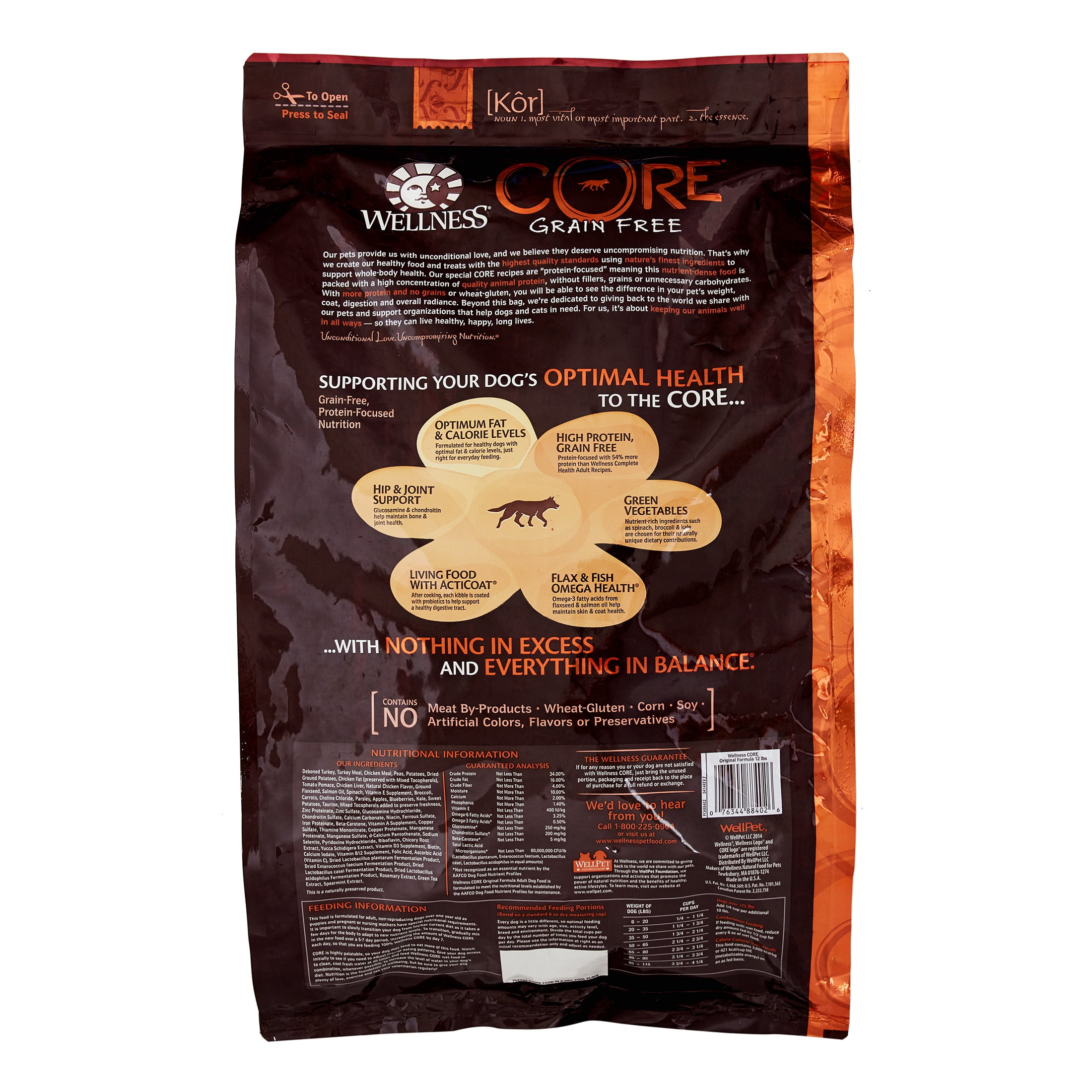 Wellness Core Grain-Free Original Formula Dry Dog Food, 12 lb - Walmart ...