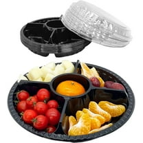 NOGIS Round Plastic Appetizer Tray with Lid: 10pcs Divided Serving Tray ...