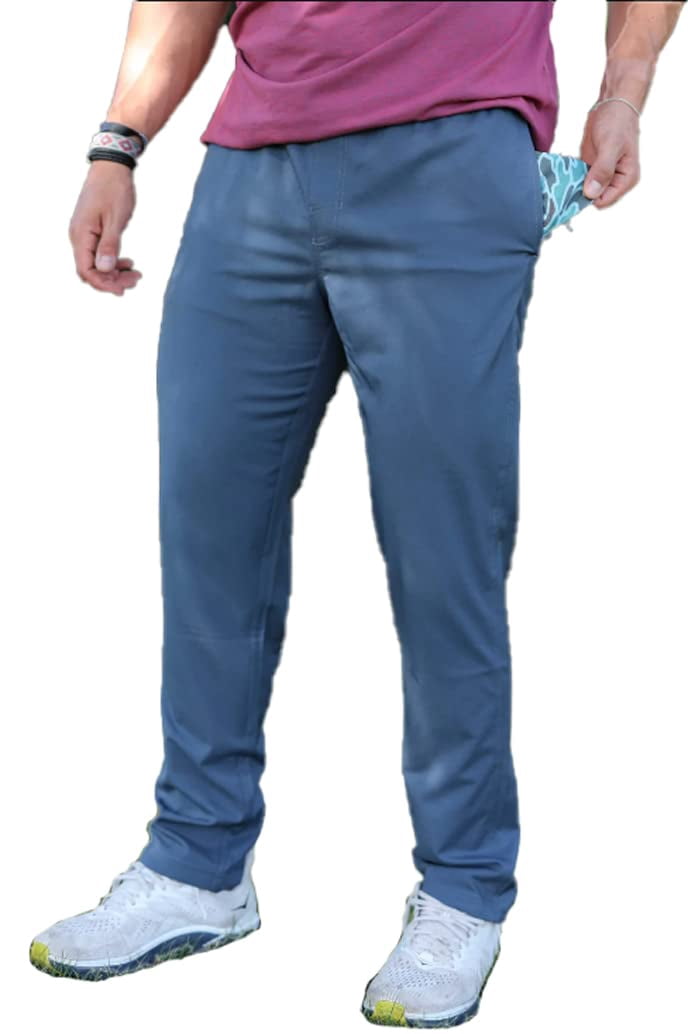 Burlebo Men's Slim Fit Performance Pants (River Rock Grey - Deer Camo ...