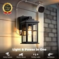 OPAXIS Porch Light with GFCI Outlet, Black Dusk to Dawn Outdoor ...