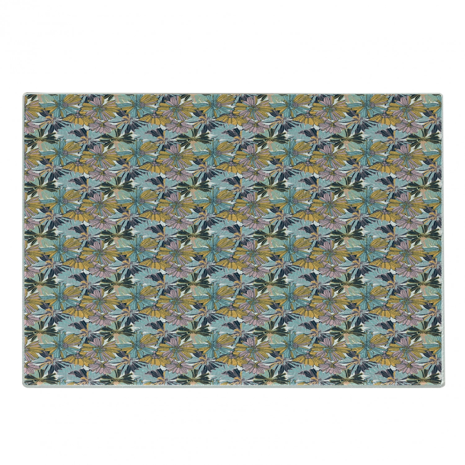 Flower Cutting Board, Floral Composition in Blue and Orange Tones ...