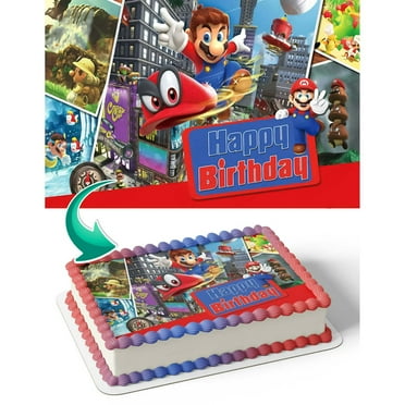 Gamer Nintendo Playstation Xbox Blue Edible Image Cake Topper Personalized Birthday Sheet Decal ...