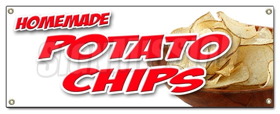 HOMEMADE POTATO CHIPS BANNER SIGN kettle bar b que fresh made warm ...