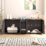 Luku Litter Box Enclosure with Double Room, Cat Hidden Wooden Box ...