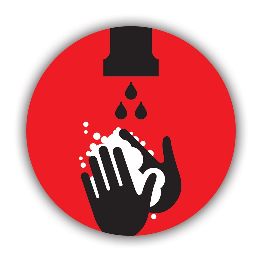 Red Circle Clean Wash Hands Sticker Decal - Self Adhesive Vinyl ...