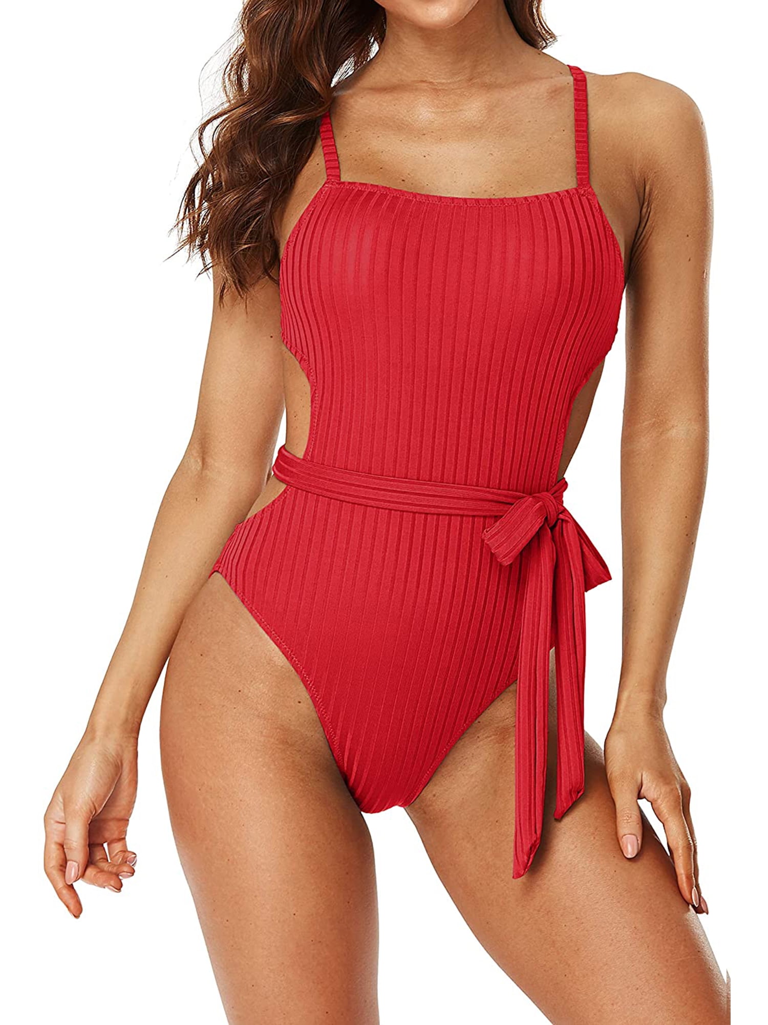 Ribbed One Piece Swimsuits For Women Cutout Sexy Monokinis Bathing Suit
