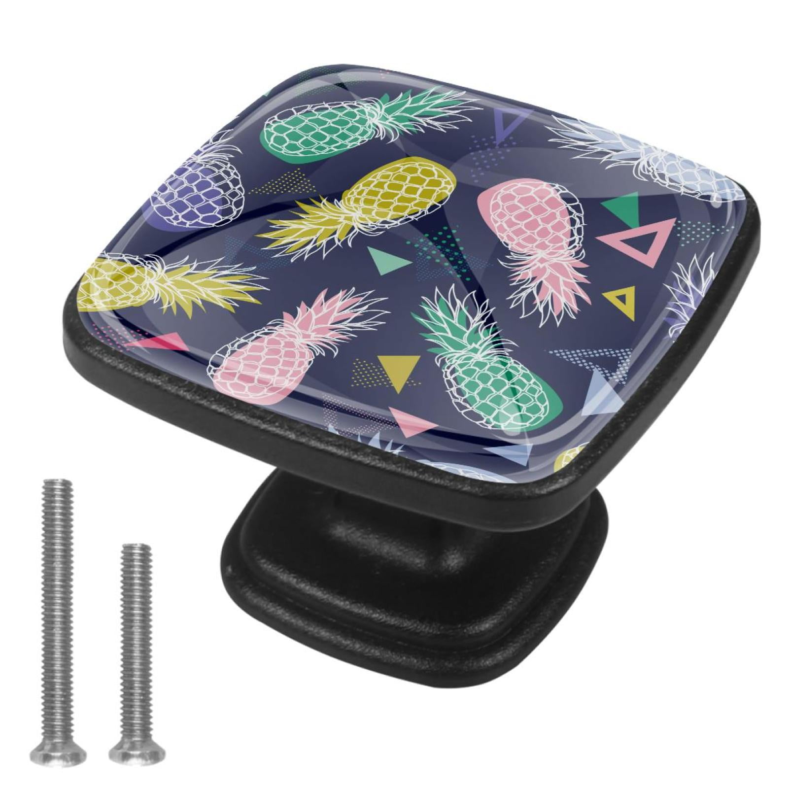 4 Pcs Cabinet Handle Drawer Pulls Pineapple Knobs with Screws Square ...