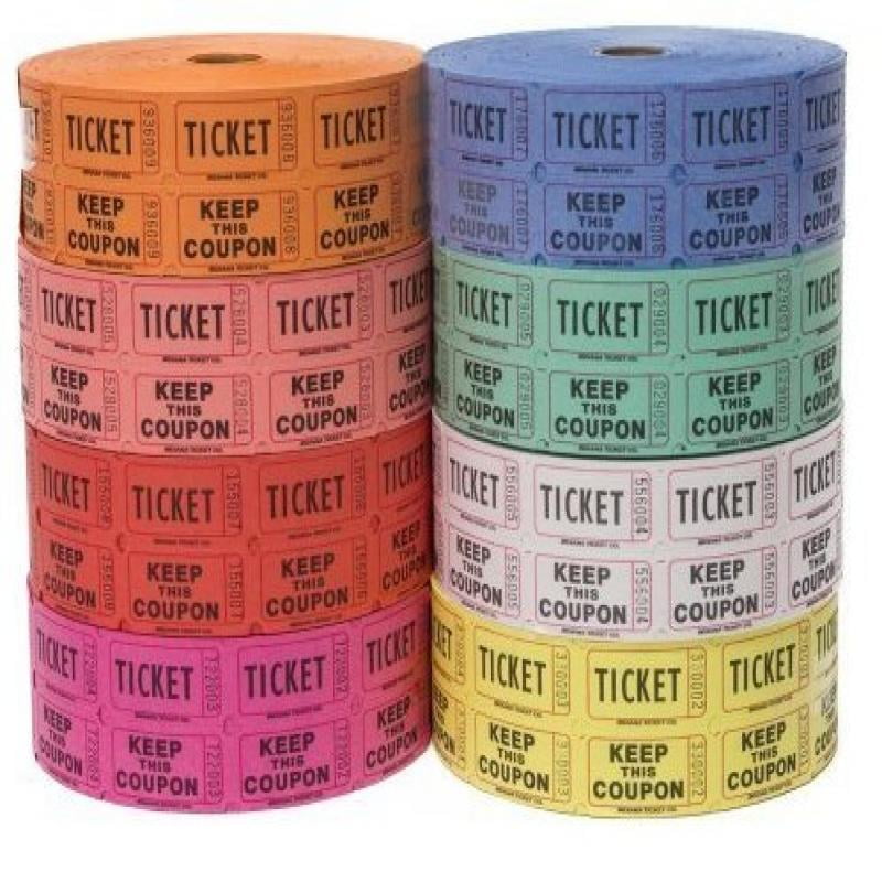 Indiana Ticket Company Raffle Tickets - (4 Rolls of 2000 Double Tickets ...