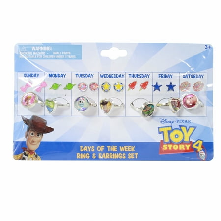 Disney Toy Story 4 Earring & Ring Set Days Of The Week Jewlery, Forky ...