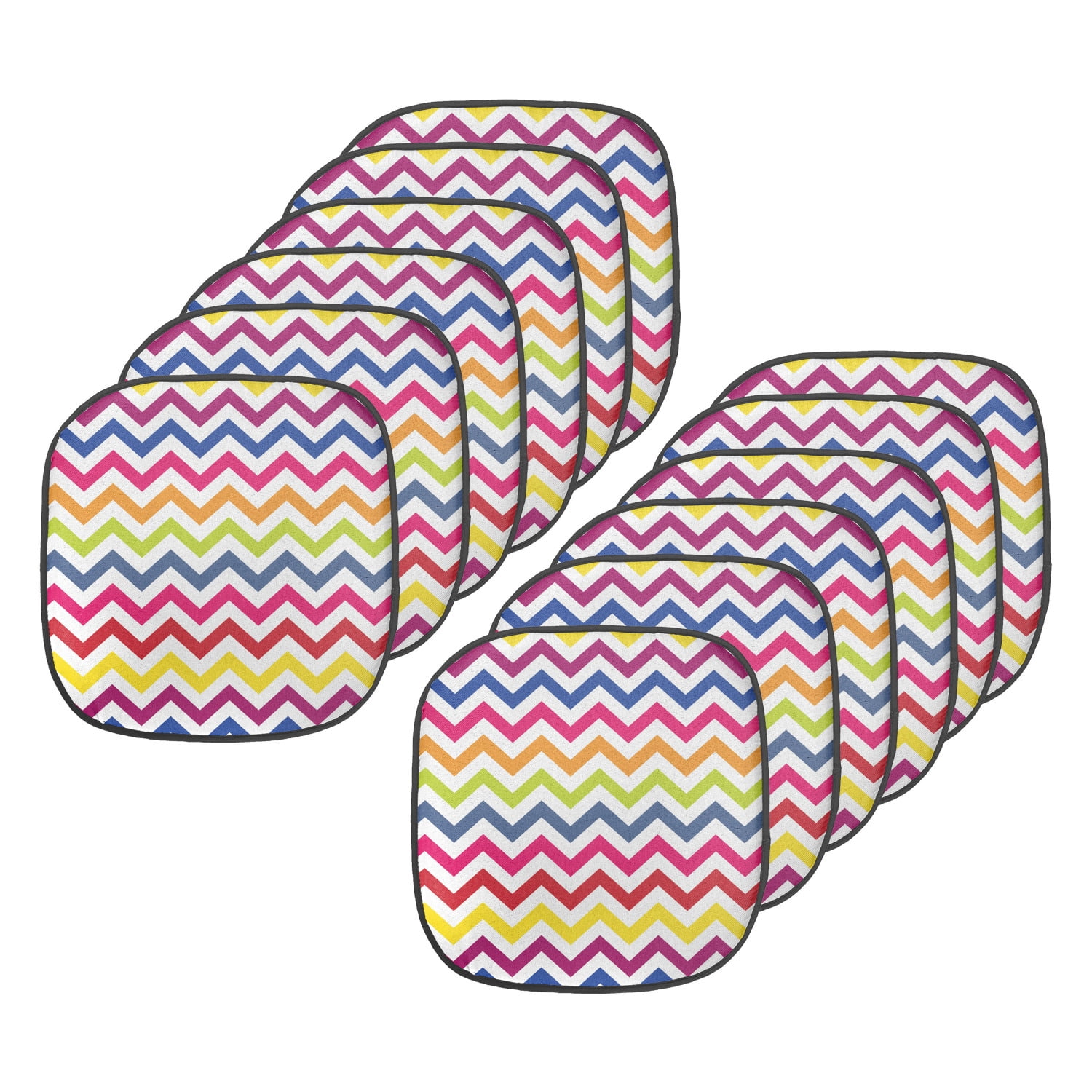Chevron Chair Seating Cushion Set of 12, Chevron Pattern Colorful ...
