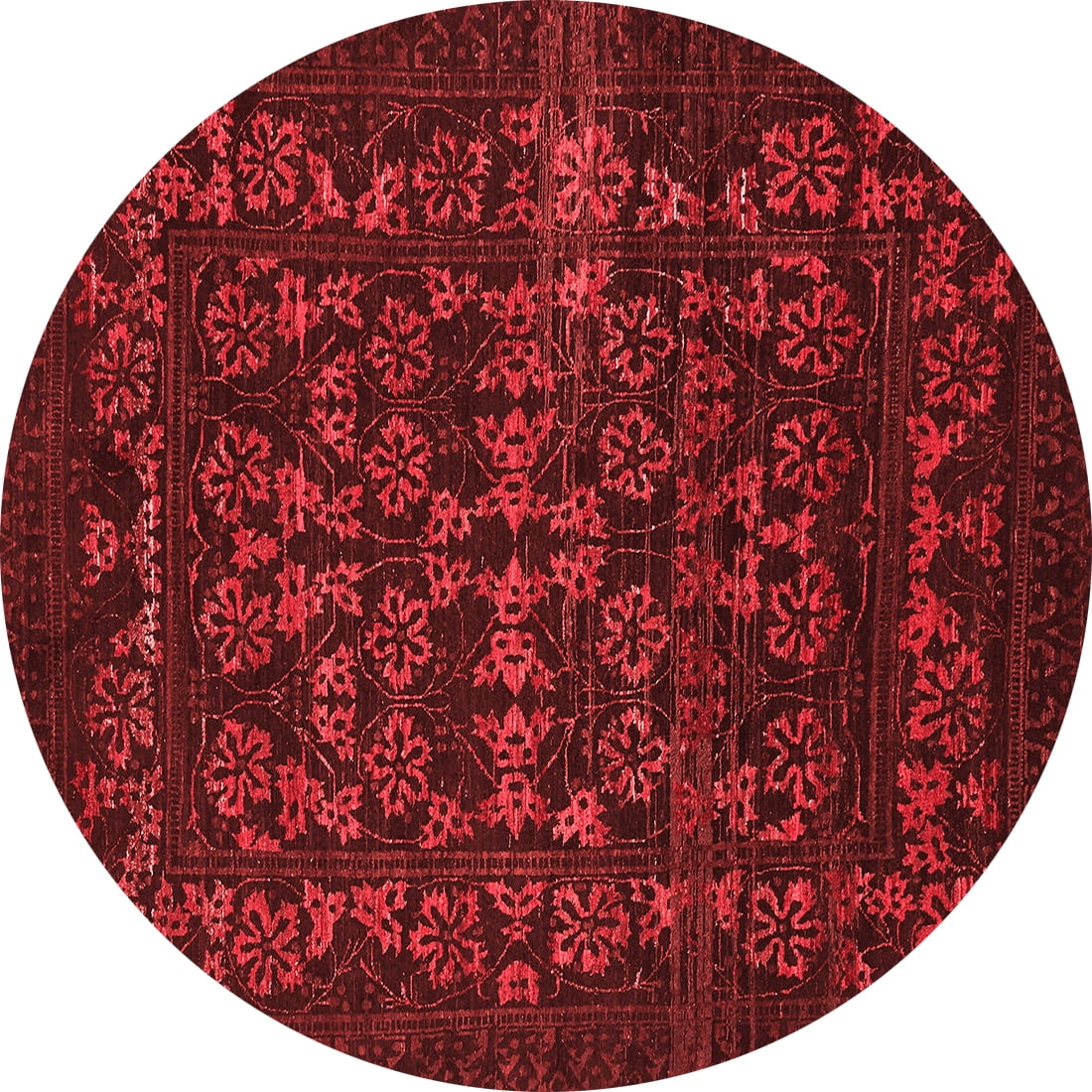 Ahgly Company Machine Washable Indoor Round Abstract Red Modern Area ...