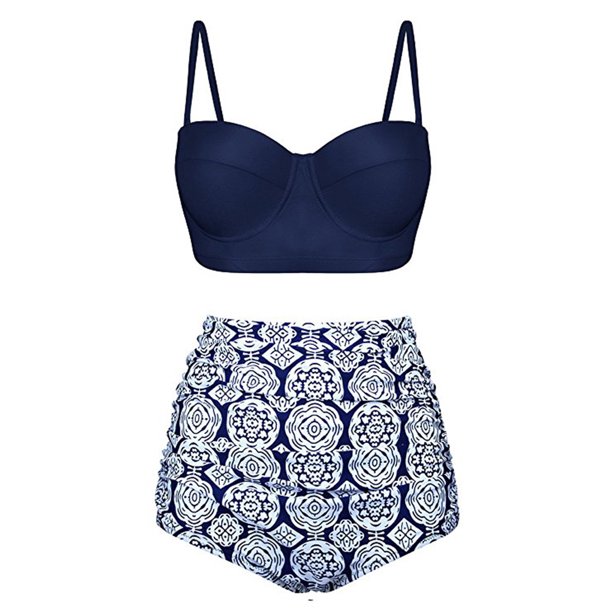 Women Sexy Two Piece Push Up Padded Swimsuit High Waist Bikini Set