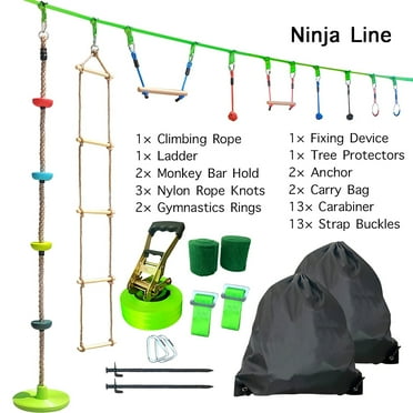 WFUN 50FT Ninja Warrior Weatherproof Outdoor Obstacle Course Kit for ...