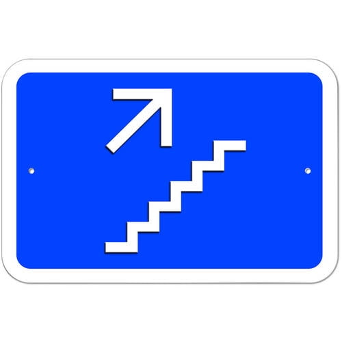 Upstairs Stairs Right Arrow Sign - Walmart.com