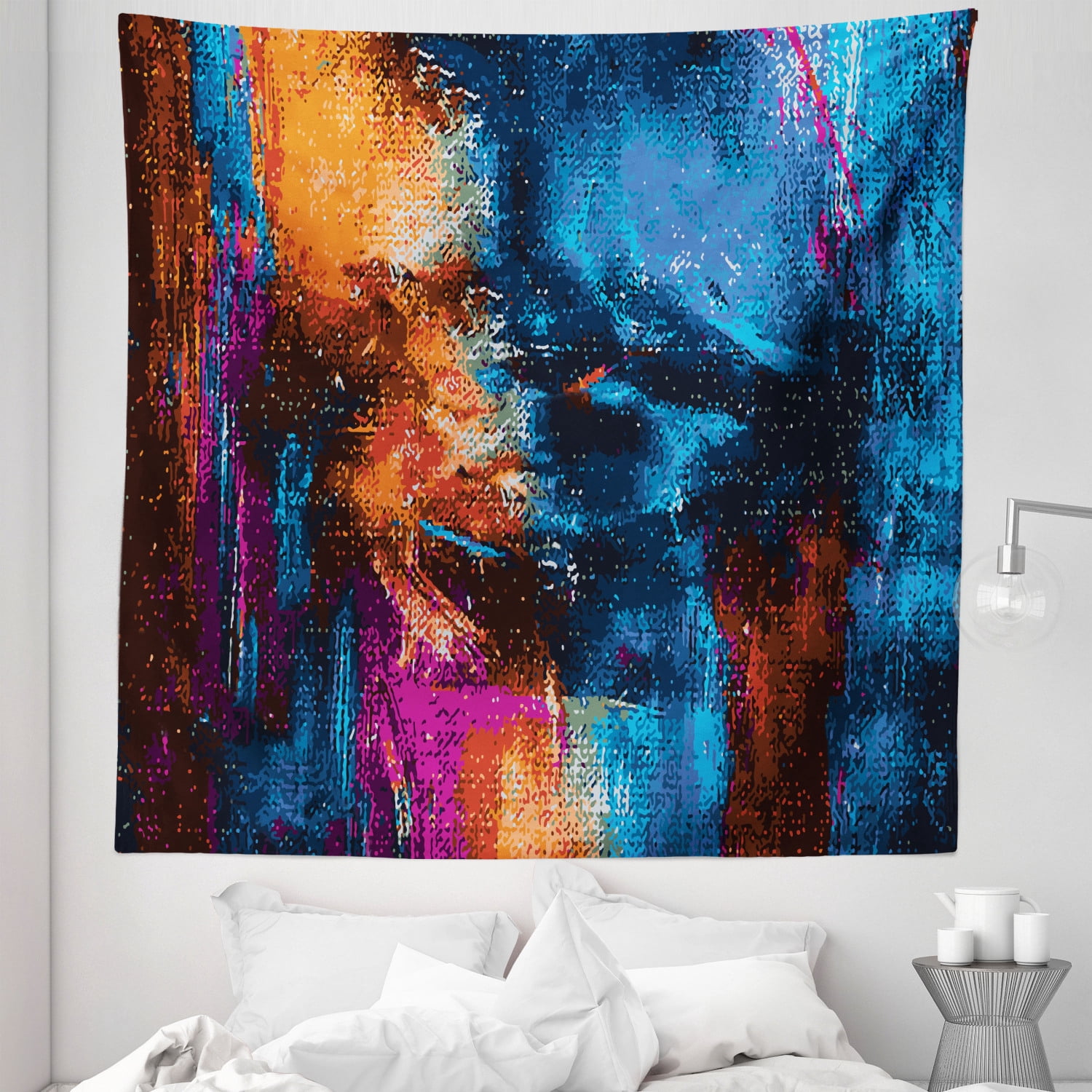 Watercolor Tapestry, Modern Art Pattern of Abstract Lips Grunge ...