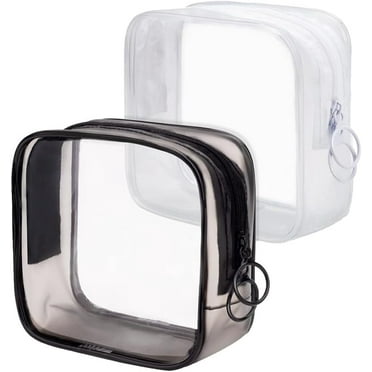 2 Pcs Clear Hard Shell Zipper Case, Portable Clear Zipper Pouches ...