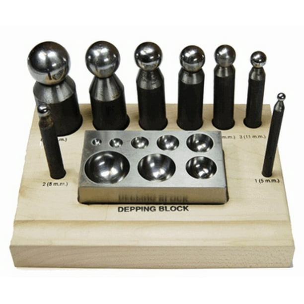 8 DAPPING PUNCHES With STEEL BLOCK. This offering is for 2 units ...