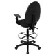 Flash Furniture Mid-Back Black Fabric Multifunction Ergonomic Drafting Chair with Adjustable ...