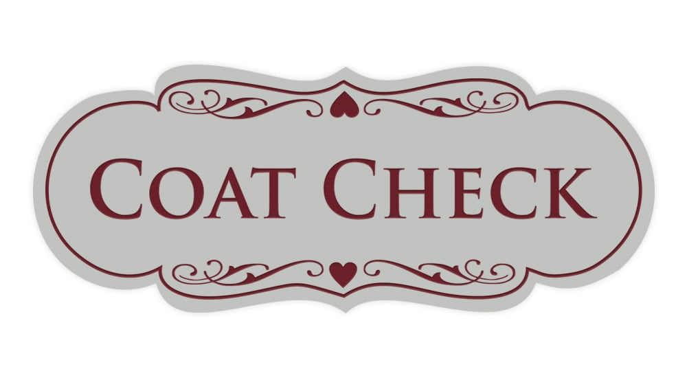Signs ByLITA Designer Coat Check Sign (Light Grey / Burgundy) - Small ...