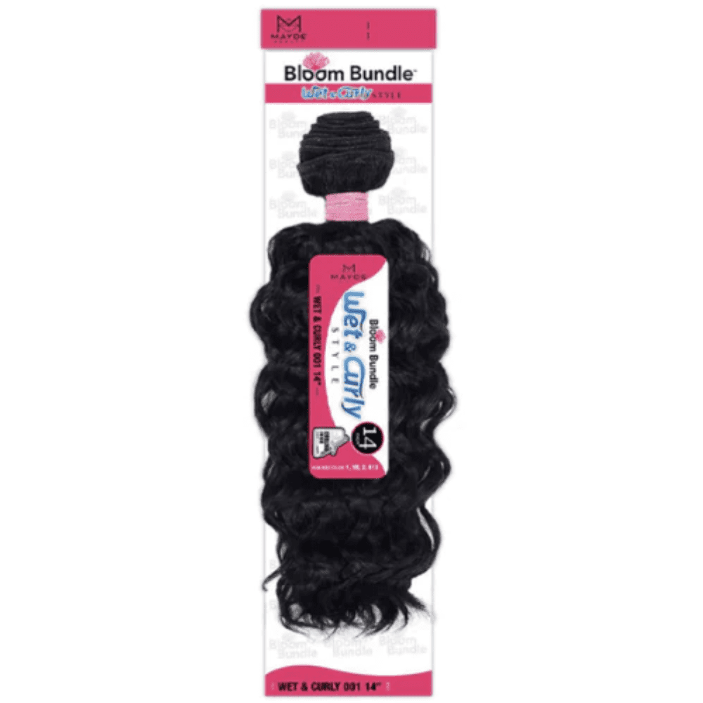 18" Wet & Curly Synthetic Hair Weaving Bundle Bloom Bundle By Mayde ...