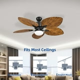 Dextrus 52-inch Tropical Ceiling Fans, LED Light, Remote, 5 Leaf Blades ...