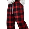 Blmnix Plaid Pants Pants for Men Low Waisted Baggy Pajama Pants Palazzo ...