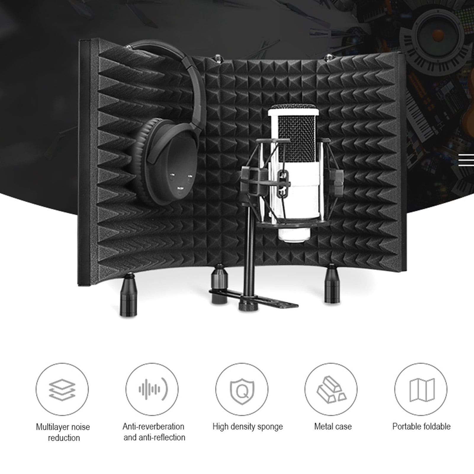 Panel De Micrófono De Esponja De Absorción De Sonido, Protector De ...