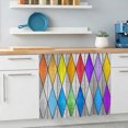 Abstract Geometric Cabinet Curtains 10" W x 11" L, Modern Rainbow ...