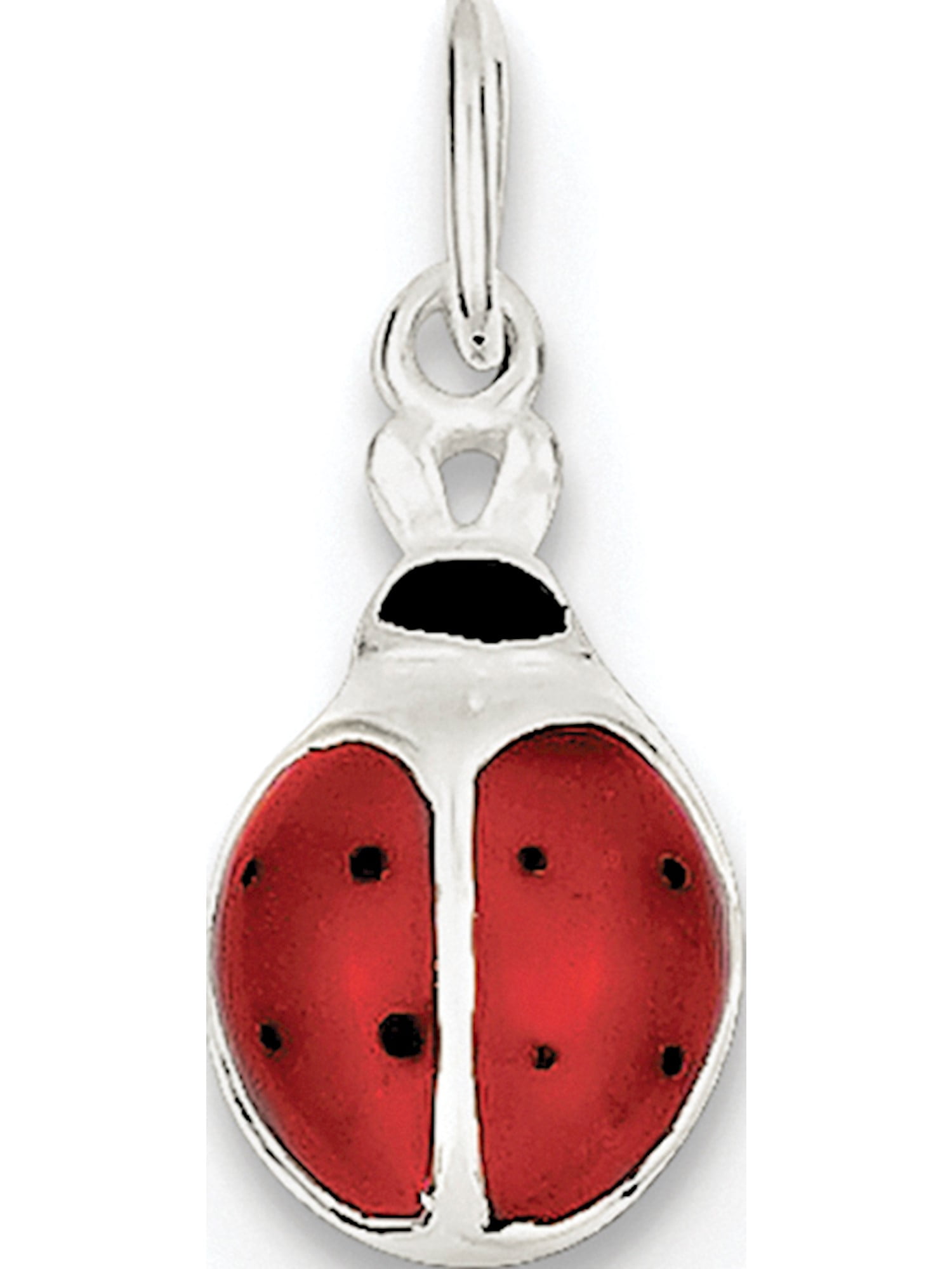 925 Sterling Silver Enameled Lady Bug (10x18mm) Pendant / Charm ...