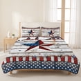 Queen Quilt Bedding Set USA Flag Western Star Breathable Summer Cooling ...