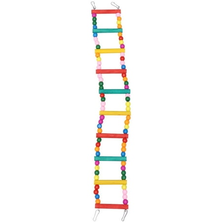 Parrot Ladder Toy 10 Steps Climbing Ladder Wooden Rainbow Toy Cage ...