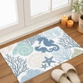 Blue Ocean Seahorse Door Mat Nautical Sea Watercolor Teal Shells Coral ...