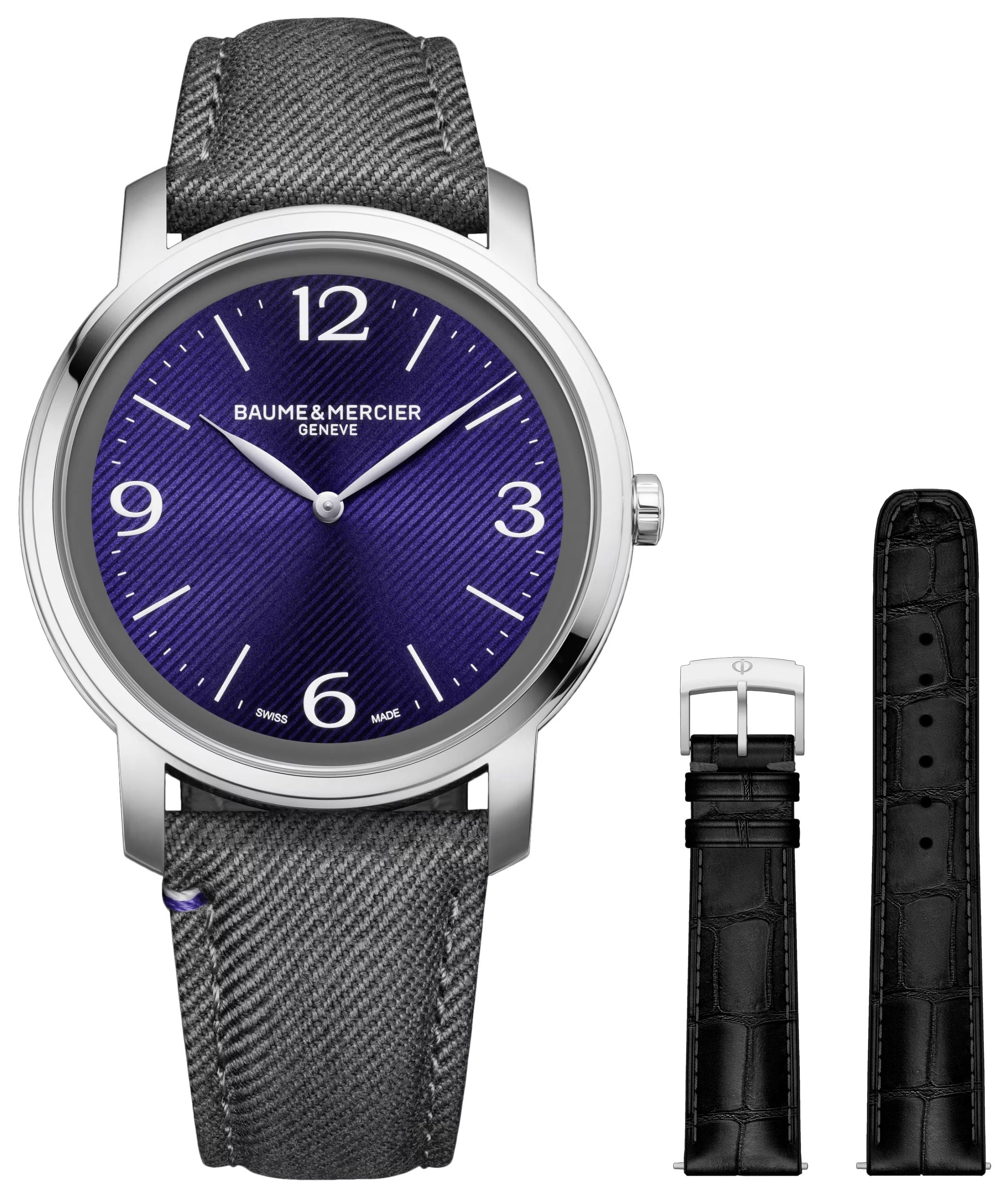Baume & Mercier Classima Stainless Steel Violet Dial Gray Fabric ...